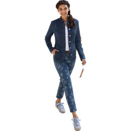 WITT Damen Jeans mit floralem Druck, blue-stone-washed, Gr&ouml;&szlig;e 50