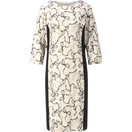 WITT Damen Jerseykleid mit seitlichen Uni-Eins&auml;tzen, champagner-graphit-bedruckt, Gr&ouml;&szlig;e 42