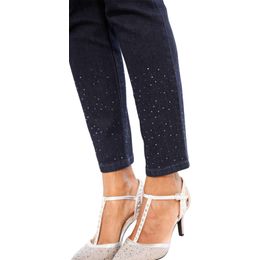 WITT Damen 5-Pocket-Jeans mit Glitzersteinchen, dark blue, Gr&ouml;&szlig;e 54