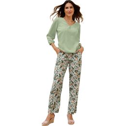 WITT Damen Schlupfhose aus reiner Viskose, ecru-eucalyptus-bedruckt, Gr&ouml;&szlig;e 23