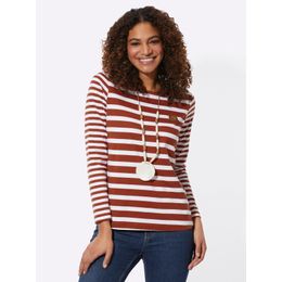 WITT Damen Shirt im Ringelmuster, rostrot-wei&szlig;-geringelt, Gr&ouml;&szlig;e 36
