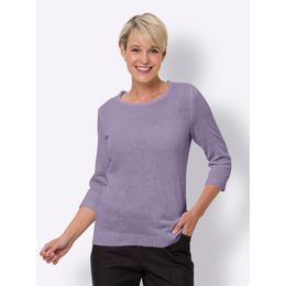 Classic Basics Damen 3/4 Arm-Pullover "Rundhals-Pullover", lila, Gr. 52, unifarben, 100% Polyacryl, Pullover