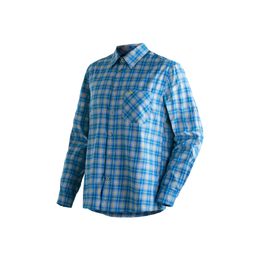Maier Sports Herren Funktionshemd "Claas", blau, Gr. 48, 85% Polyester, 15% Viscose, Hemden, Herren Hemd, langarm Karohemd für Outdoor und Freizeit