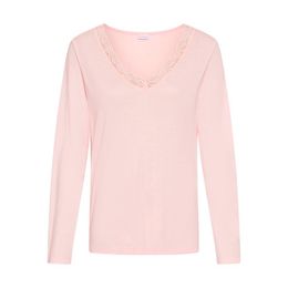 Lascana Pyjamaoberteil pink Gr. 36/38 f&uuml;r Damen. Tiefer V-Ausschnitt und Spitze. Loose Fit. Nachhaltig.