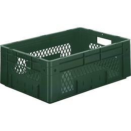 Schwerlast-Euro-Behälter, Polypropylen, Volumen 38 l, LxBxH 600 x 400 x 210 mm, Wände durchbrochen, Boden geschlossen, grün, VE 2 Stk kaiserkraft