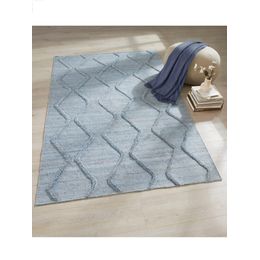 Teppich HEINE HOME Gr. 3, blau (blau, meliert), B:120cm H:3mm L:180cm, Kunstfaser, Polyester, Teppiche, Teppich