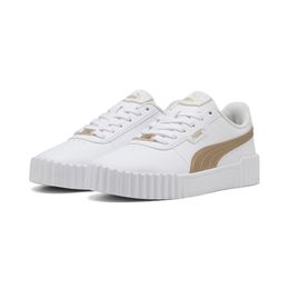 Sneaker Puma "Carina 3.0 Day Night Sneakers Damen", Damen, Gr. 35,5, wei&szlig; (wei&szlig; gold), Obermaterial: Textil, Synthetik; Futter: Textil; Innensohle: Textil; Laufsohle: Gummi, Schuhe Sneaker