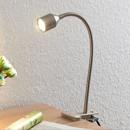LINDBY Djamila LED-Klemmleuchte, nickel satiniert