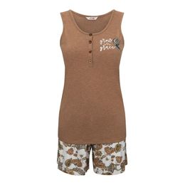Goldenbay Short Pajama Set 'Irises' female Brown, White size S