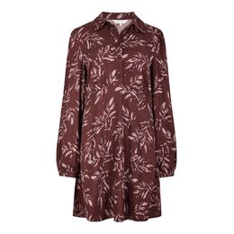 Apricot Leaf Print Shirt Mini Dress ' ' Damen Gr&ouml;&szlig;e 44 burgunder Winterkleid