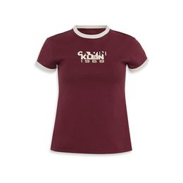 Calvin Klein Jeans T-Shirt '1968' Damen Größe S bordeaux / naturweiß