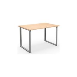 Mehrzwecktisch DUO-O, gerade Platte, Tiefe 800 mm, Breite 1200 mm, Birke / silber kaiserkraft