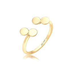 Elli Fingerring »Kreis PLättchen Look Offen Verstellbar 925 Sterling Silber« Gold Resizable Eleganter Ring für Damen aus 925 Sterling Silber...