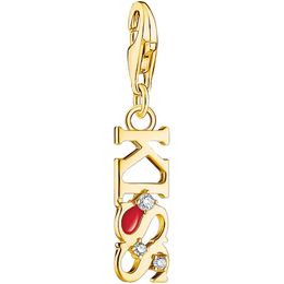 Thomas Sabo Charm-Einhänger »KISS mit weißen Steinen, 2066-041-10, 2067-565-10« mit Zirkonia (synth.) gelbgoldfarben-rot-weiß + weiß Charm-Anhänger...