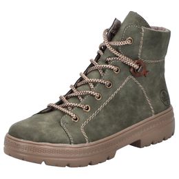 Rieker Schnürboots, Stiefelette, Plateausohle, Kontrastnaht, mit Innenreißverschluss khaki 39 39 Schnürboots mit markanter 4 cm Plateausohle
