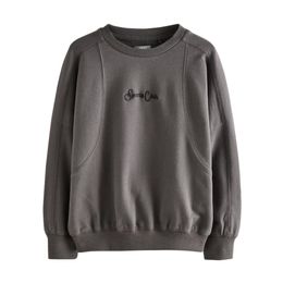 next Sweatshirt 'Sports Club' M&auml;dchen Gr&ouml;&szlig;e 158 dunkelgrau / schwarz