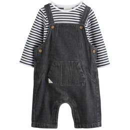 next Set: Latzhose und Bodysuit Jungen Gr&ouml;&szlig;e 62 grey denim / dunkelgrau / wei&szlig;