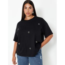 Trendyol Curve T-Shirt Damen Gr&ouml;&szlig;e 5XL schwarz / silber