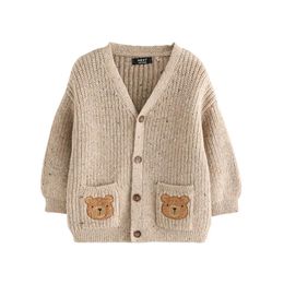 next Strickjacke Jungen Größe 74 beige / karamell / schwarz