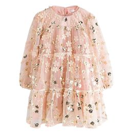 next Kleid Mädchen Größe 104 gold / pastellpink / schwarz / weiß