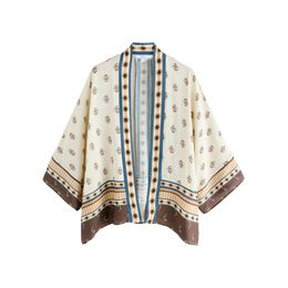 next Kimono Damen Gr&ouml;&szlig;e L/XL creme / camel / braun