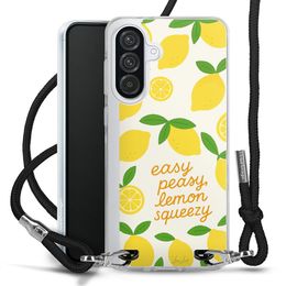 DeinDesign Galaxy A56 5G Handy Carry Case H&uuml;lle mit Band Handykette zum Umh&auml;ngen schwarz Spruch Statement Lemon Carry Case