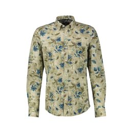 Langarmhemd Lerros "Lerros Floral designtes Herrenhemd in Übergrössen", Herren, Gr. 5XL, extraweit, foam weiß, 97% Baumwolle, 3% Elasthan, Hemden