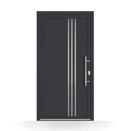 Haust&uuml;r Anthrazit &auml;hnlich RAL 7016, PVC, 760 x 1885 mm, DIN links nach innen &ouml;ffnend, Modell Freiburg, individuell konfigurierbar