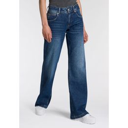 5-Pocket-Jeans Herrlicher "Edna Denim", Damen, Gr. 33, L&auml;nge 30, blau (real blau), Denim/Jeans, Obermaterial: 99% Baumwolle, 1% Elasthan, Jeans 5-Pocket-Jeans, Flared Fit mit mittlerer Leibh&ouml;he