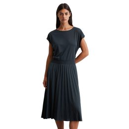 Marc O'Polo Jerseykleid MARC O'POLO "und plissiertem Rock", Damen, Gr. L, Normalgr&ouml;&szlig;en, blau (schwarz navy), Obermaterial: 72% Lyocell, 28% Polyester;, unifarben, Rundhals, Kleider Jerseykleid