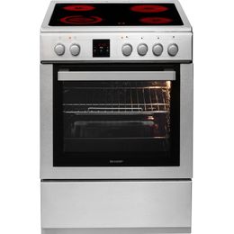 Sharp Elektro-Standherd "KF-76VDD19I-DE", Energieeffizienz: A (A+++-D), silber (edelstahlfarben), Herdsets