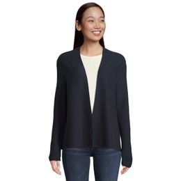 Cardigan Tom Tailor, Damen, Gr. XS (34), blau (dunkelblau), Strick, Obermaterial: 100% Baumwolle, unifarben, figurumspielend hüftlang, Strickjacken, mit feiner Struktur