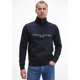 Sweatshirt Tommy Hilfiger "TOMMY LOGO MOCKNECK", Herren, Gr. S (46), blau (desert sky), Obermaterial: 70% Baumwolle, 30% Polyester, normal, Rippb&uuml;ndchen, Sweatshirts Sweatshirt