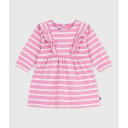 Petit Bateau Kleid M&auml;dchen Gr&ouml;&szlig;e 94/96 pink / wei&szlig;