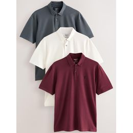 next Poloshirt Herren Gr&ouml;&szlig;e S grau / dunkelrot / wei&szlig;