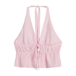 Bershka Top Damen Gr&ouml;&szlig;e L hellpink / wei&szlig;