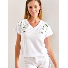 Bianco Lucci T-Shirt Damen Gr&ouml;&szlig;e M gelb / gr&uuml;n / tanne / wei&szlig;