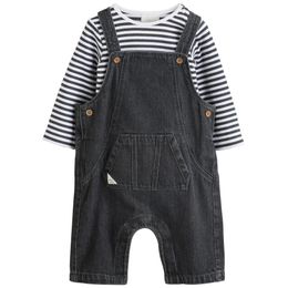 next Set: Latzhose und Bodysuit Jungen Gr&ouml;&szlig;e 56 grey denim / dunkelgrau / wei&szlig;