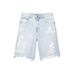 Pull&Bear Pull&bear Shorts Herren Gr&ouml;&szlig;e 28 hellblau / wei&szlig;