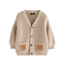 next Strickjacke Jungen Gr&ouml;&szlig;e 104 beige / karamell / schwarz