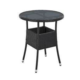 Juskys Polyrattan Gartentisch Yoro rund - wetterfest Outdoor Beistelltisch &Oslash; 60 cm - Schwarz