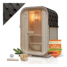 Artsauna Fasssauna Nolvik S f&uuml;r 1 bis 2 Personen, mit 3,6 kW Ofen & Zubeh&ouml;r f&uuml;r Garten, Cube Design