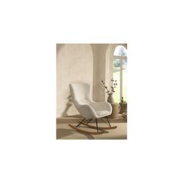 Vipack Comfortabler Schaukelstuhl, Bezug Boucl&eacute; - versch. Ausf&uuml;hrungen - Creme-Wei&szlig;