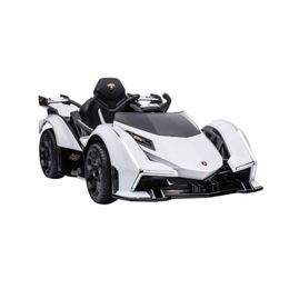 ES-Toys Kinder Elektroauto Lamborghini V12 Vision Gran Turismo Fernbedienung MP3 wei&szlig;