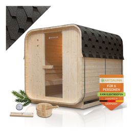 Artsauna Fasssauna Nolvik XL - 6 Personen, mit 8 kW Ofen & Zubeh&ouml;r f&uuml;r Garten, Cube Design