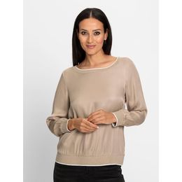 Heine Bluse Damen Gr&ouml;&szlig;e XL hellbraun / wei&szlig;