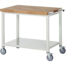 eurokraft pro Fahrbare Werkbank Serie 8000, Gestellbauweise, 1 Ablageboden, BxT 1000 x 700 mm