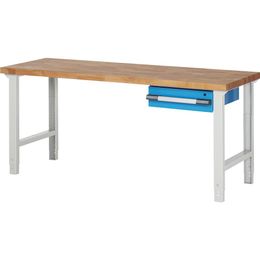 eurokraft pro Werkbank, Baukastensystem Serie 7000, 1 Hängeschublade, BxT 2000 x 700 mm