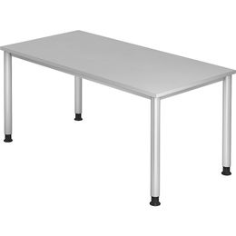 Schreibtisch, HxT 685 - 810 x 800 mm, 4 Rundrohrbeine, Breite 1600 mm, alusilber / lichtgrau kaiserkraft