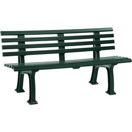 Parkbank aus Kunststoff, mit 9 Leisten, Breite 1500 mm, moosgrün kaiserkraft